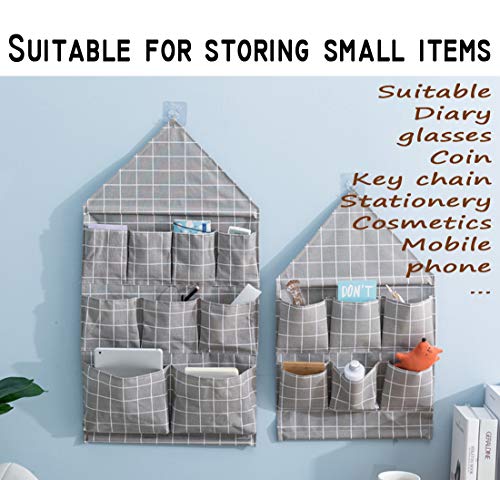 AARAINBOW Over The Door Storage Pockets,Hanging Storage Bags Organizer Linen Cotton Fabric Wall Door Closet 9 Pockets Home Organizer for Bedroom & Bathroom (B-Gray, 9 Pocket)