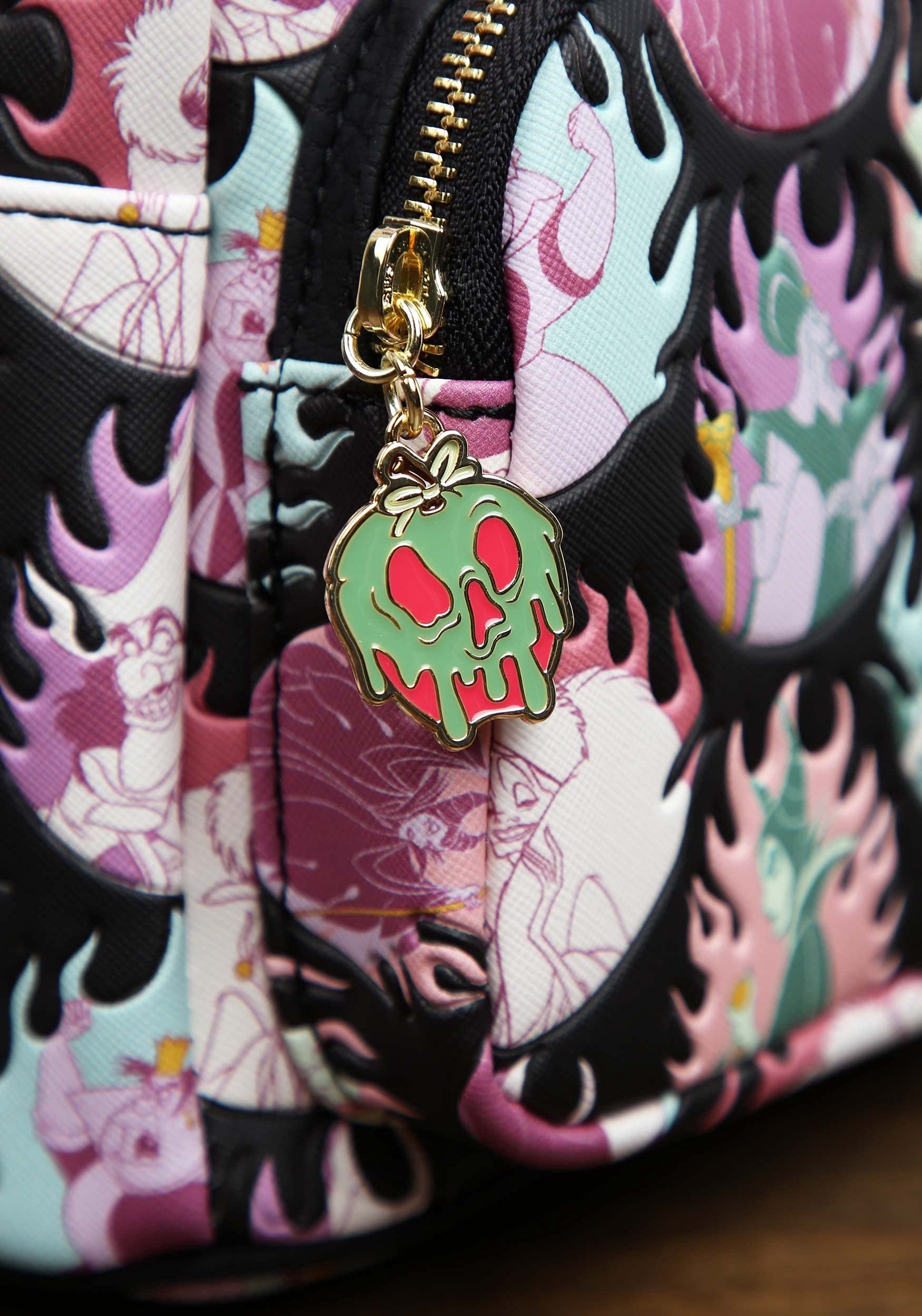 Loungefly Disney Villains Pastel Flames All Over Print Womens Double Strap Shoulder Bag Purse