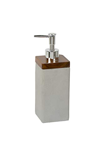 nu steel nusteel Concrete, Made of Cement Bath Accessory Set for Vanity Countertops, 3 Piece Luxury Ensemble Dish, Toothbrush Holder, soap and Lotion Pump, Grey Stone/Brown