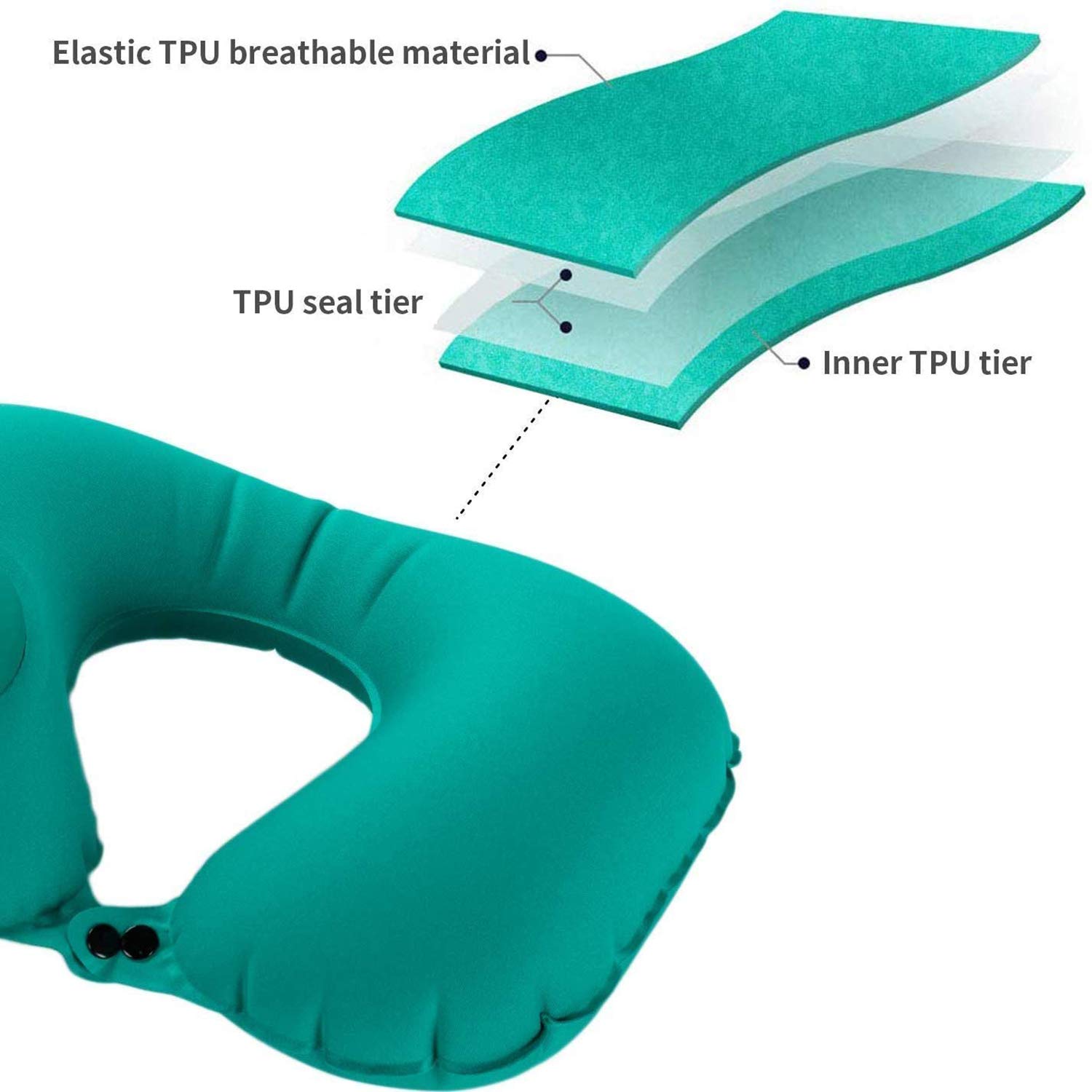 CHENGNAN Inflatable Travel Neck Pillow Lightweight Travel Pillow- Portable U Shape Neck Support Cushion for Camping, Hiking, Office Nap, Home, Car, Train and Bus