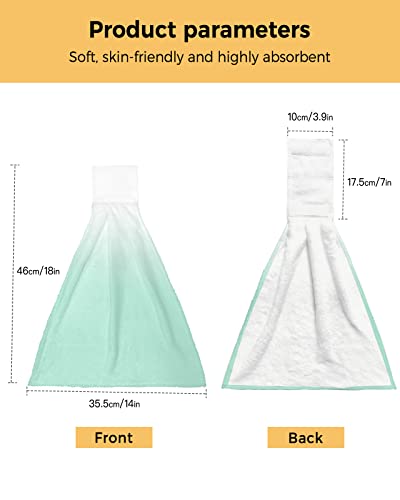 OneHoney 1PCS Hand Tie Towels for Bathroom Kitchen-Gradient White and Mint Green Decor Hanging Towel Tea Bar Dish Cloth Soft Coral Fleece Absorbent Washcloth,Abstract Minimalism Modernity