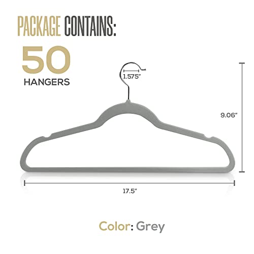 Utopia Home Velvet Hangers 100 Pack - Durable, Slim & Sleek Coat Hanger - 360 Degree rotatable Hook - Grey & Black Clothes Hangers