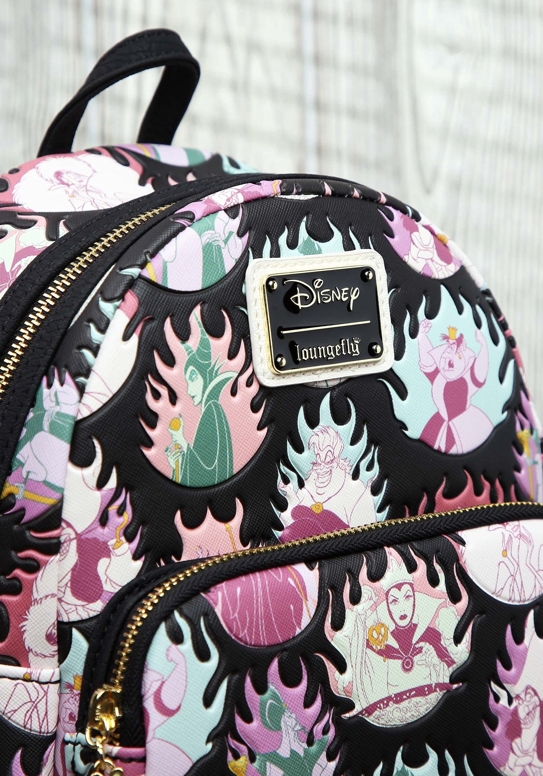 Loungefly Disney Villains Pastel Flames All Over Print Womens Double Strap Shoulder Bag Purse