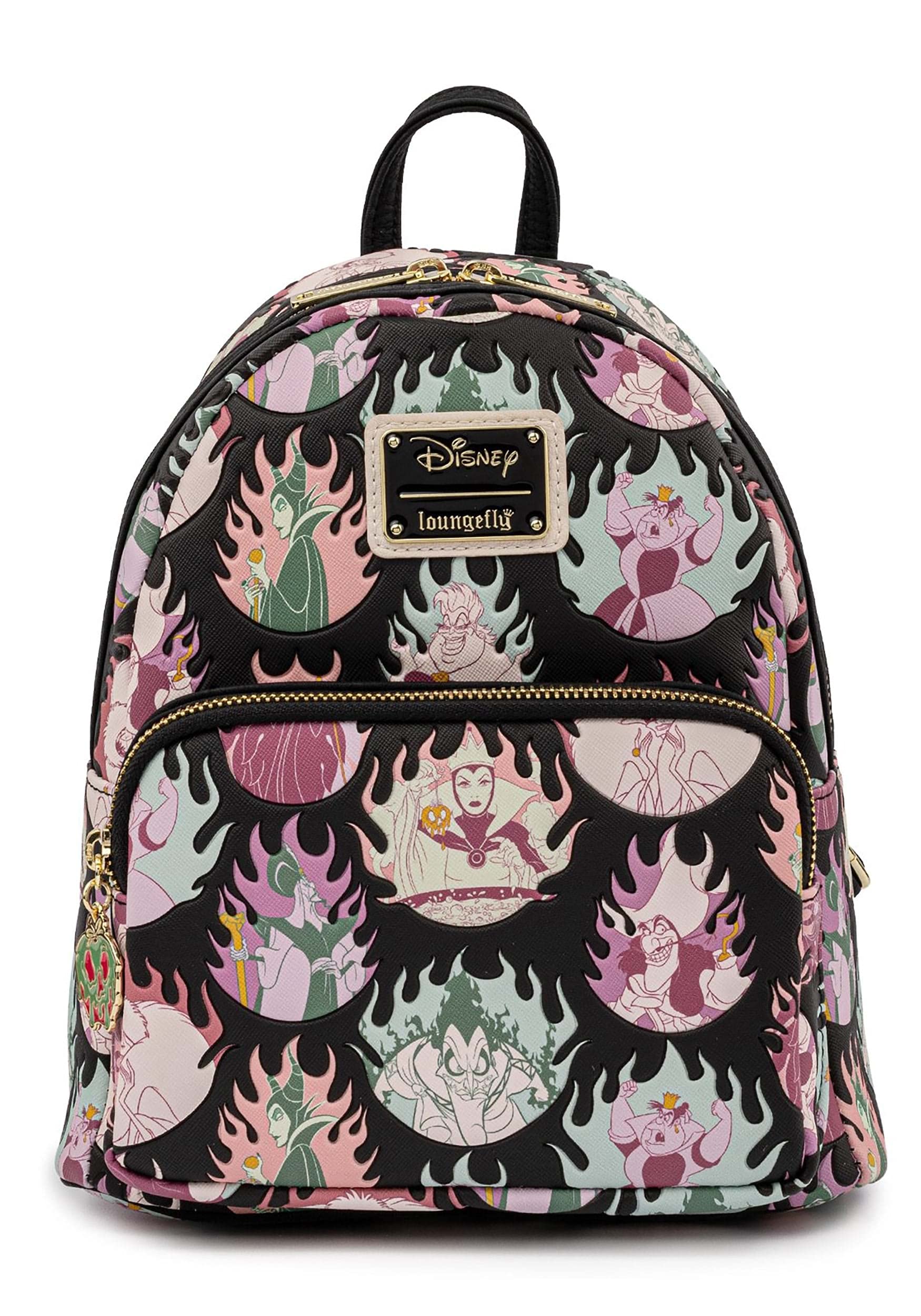 Loungefly Disney Villains Pastel Flames All Over Print Womens Double Strap Shoulder Bag Purse