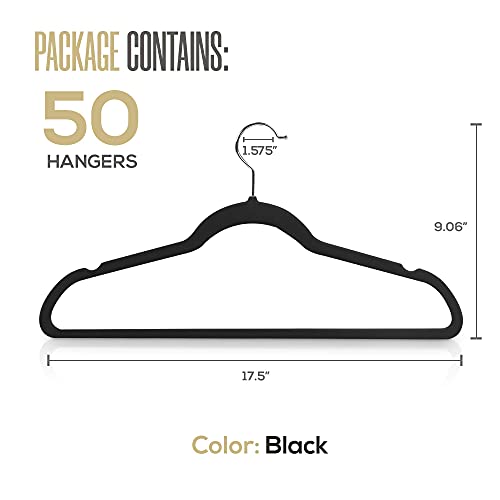 Utopia Home Velvet Hangers 100 Pack - Durable, Slim & Sleek Coat Hanger - 360 Degree rotatable Hook - Grey & Black Clothes Hangers