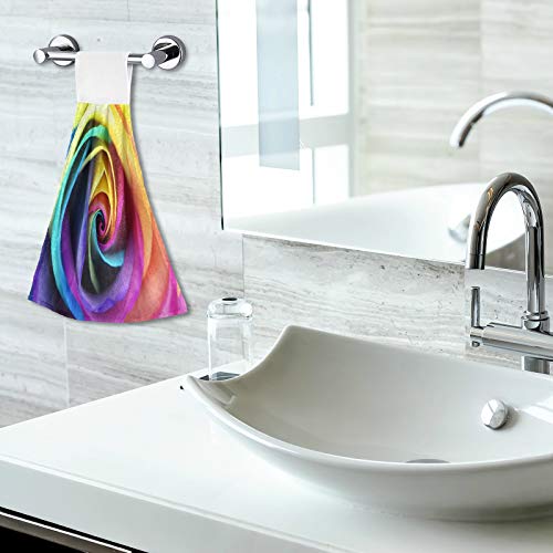 YPPAHHHH Colorful Rainbow Flower Rose Kitchen Hand Towel Set of 2 Hanging Towel with Loop Absorbent Tie Towels Dish Cloth Washcloth for Bathroom Laundry Room Tabletop