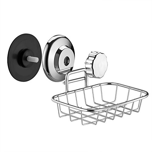 SANNO Vacumn Suction cups Shower Caddy Soap Dish Double Bath Hook-Bath Organizer Kitchen Storage Basket for Shampoo, Conditioner, Soap- Anti Rust stainless steel (set of 3)