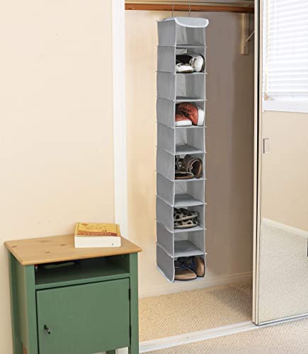 Simple Houseware 10 Shelves Hanging Shoes Organizer + 3 Shelves Hanging Closet Organizer, Grey
