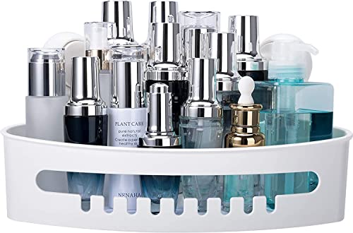 Urbanstrive Heavy Duty Suction Cup Corner Shower Caddy, Sleek Bathroom Shower Basket for Shampoo, Conditioner, Shower Rack for Bathroom, Drill-Free, Removable, White