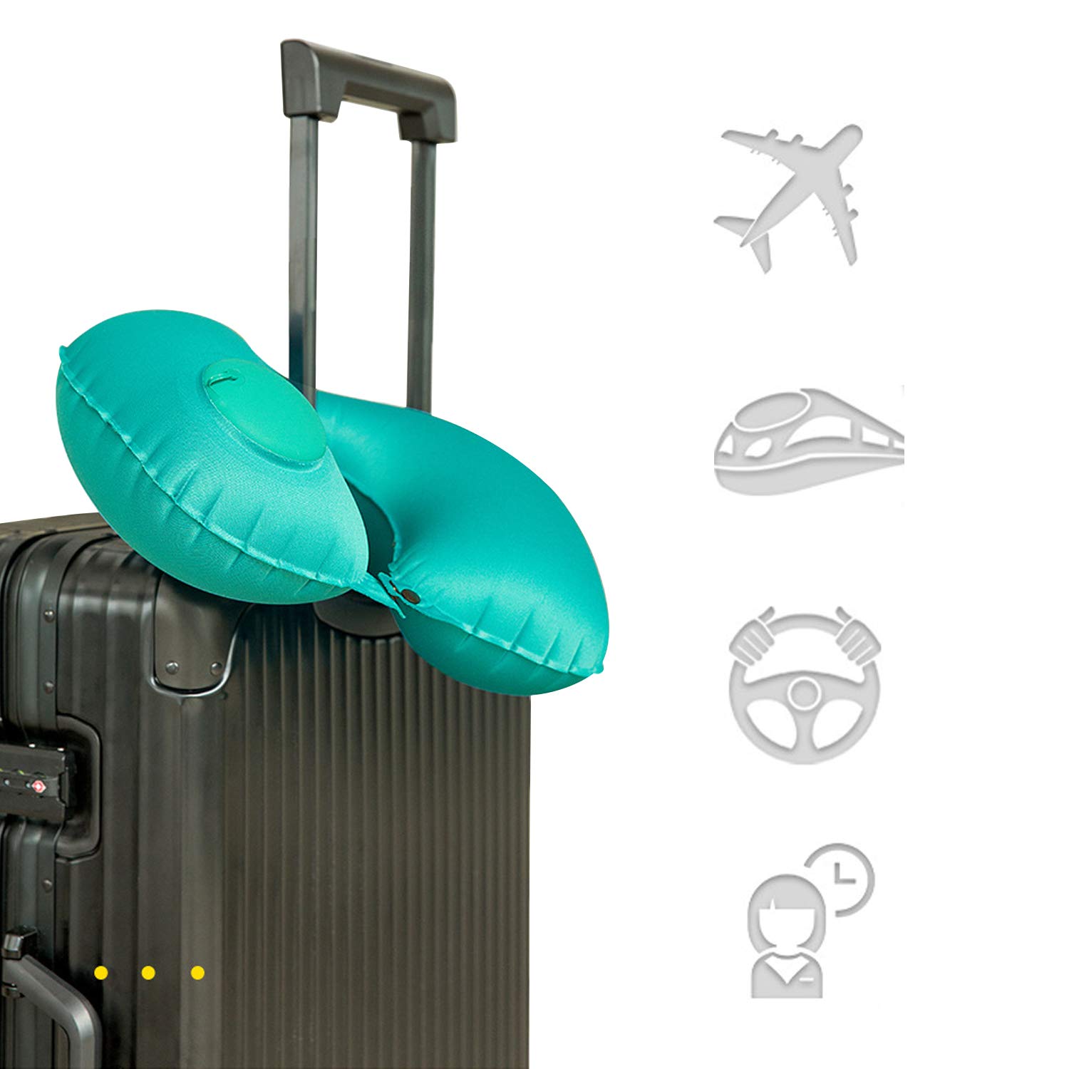 CHENGNAN Inflatable Travel Neck Pillow Lightweight Travel Pillow- Portable U Shape Neck Support Cushion for Camping, Hiking, Office Nap, Home, Car, Train and Bus