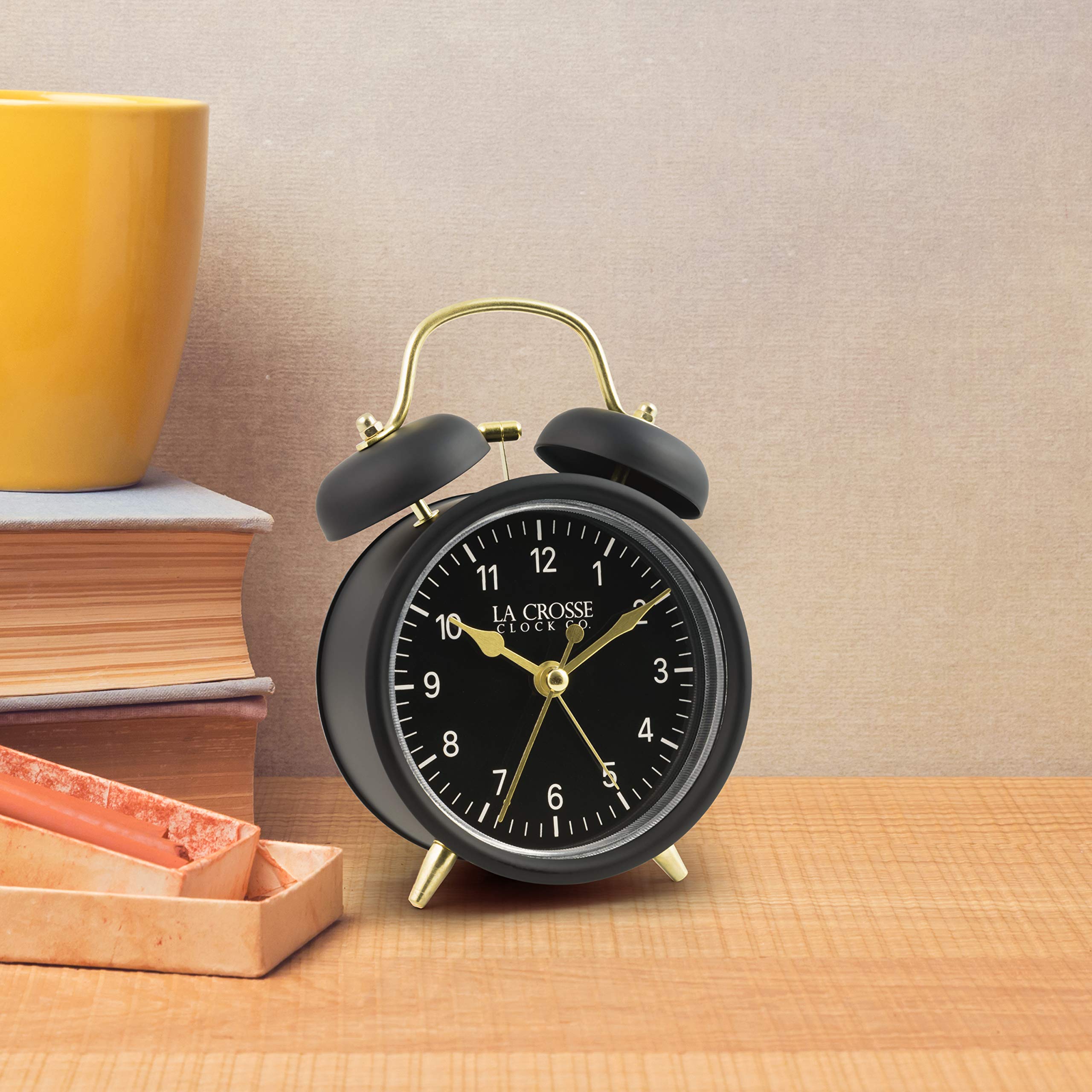 La Crosse 617-3314BG Black Twin Bell Quartz Alarm Clock