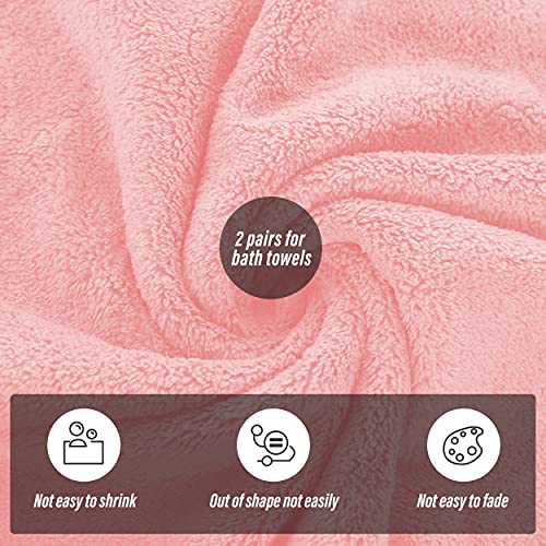 MOONQUEEN 2 Pack Premium Bath Towel Set - Quick Drying - Microfiber Coral Velvet Highly Absorbent Towels - Multipurpose Use as Bath Fitness, Bathroom, Shower, Sports, Yoga Towel (Pink)