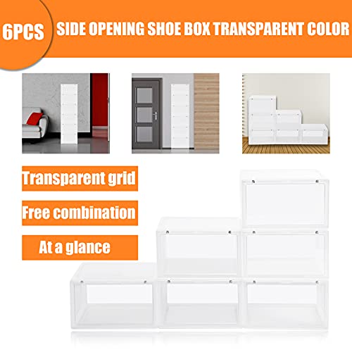 Yunge 6PCS/SET Shoe Storage Boxes Shoe Organizer With Magnetic Door Transparent