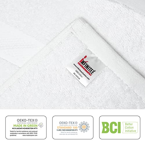 Infinitee Xclusives Premium White Bath Sheets β Pack of 2, 35x70 Inches Large Bath Sheet Towel + Hand Towels - Pack of 6 + Washcloths Set β Pack of 12
