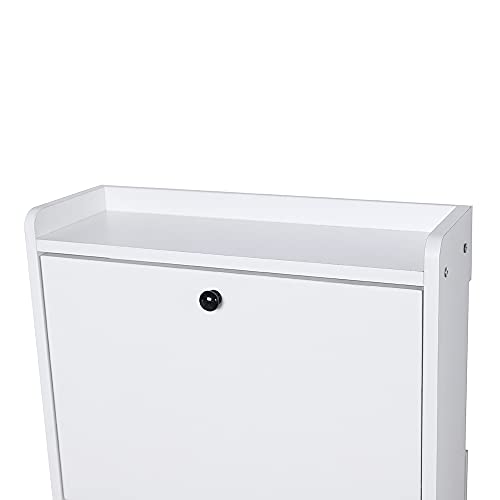 DNYSYSJ Tipping Shoe Cabinet for Entryway, White Foldable Shoe Storage Organizer Shoe Rack Drawer with Spacious Top Surface for for Heels, Boots, Slippers (3 Layer)