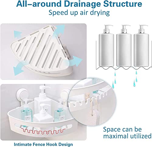 Urbanstrive Heavy Duty Suction Cup Corner Shower Caddy, Sleek Bathroom Shower Basket for Shampoo, Conditioner, Shower Rack for Bathroom, Drill-Free, Removable, White