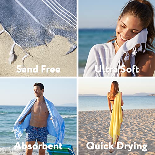 WETCAT Turkish Beach Towel Oversized 38x71 100% Cotton Sand Free Quick Dry Towel Extra Large Turkish Towel Light Travel Towel for Adults Beach Gifts Beach Accessories - Aqua