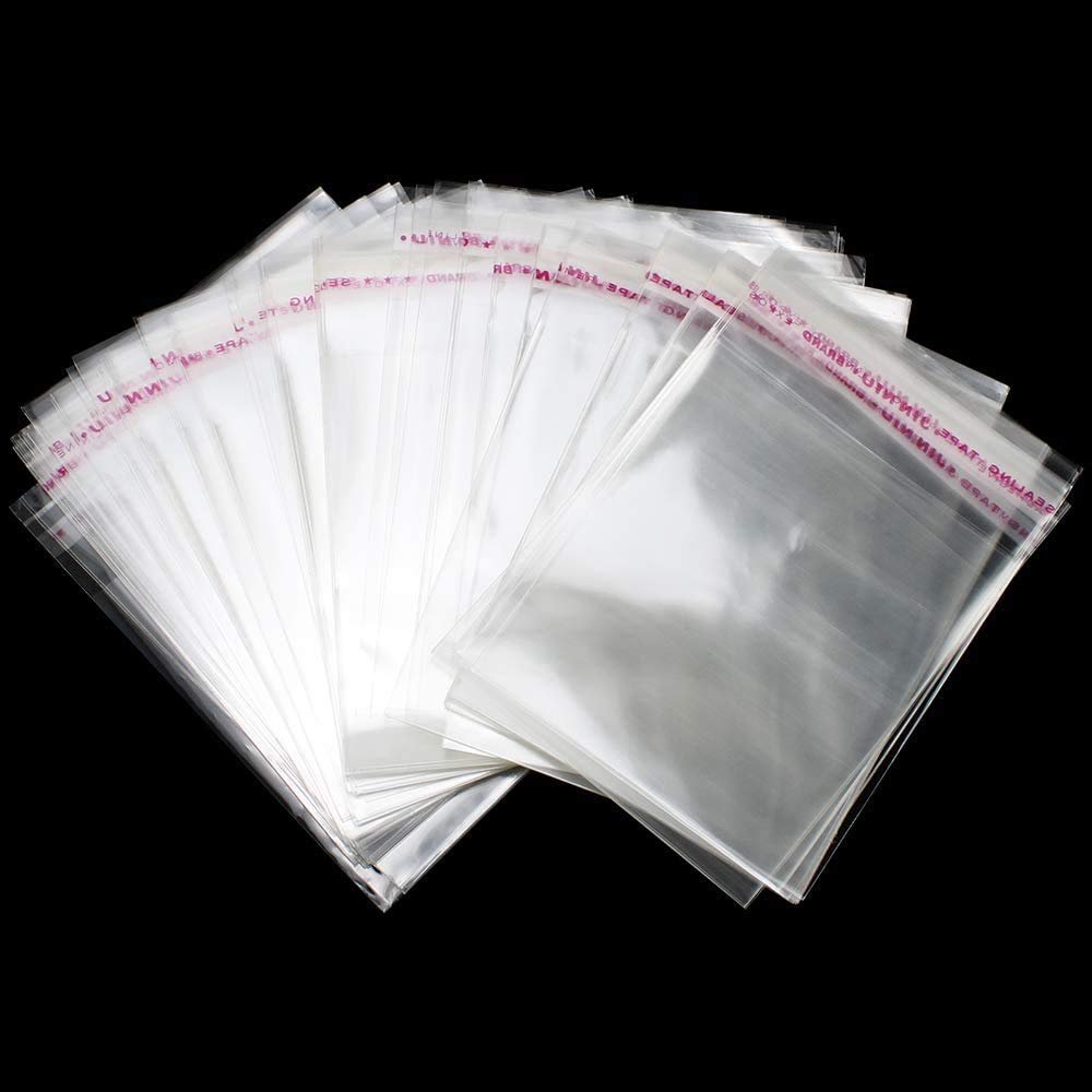 Lovshine 300 Pcs 2.76X3.94"Self Sealing Clear Bags Self-Adhesive Sealing Bags OPP Plastic Bags for Jewelry Earrings Candies Bakery Cookies