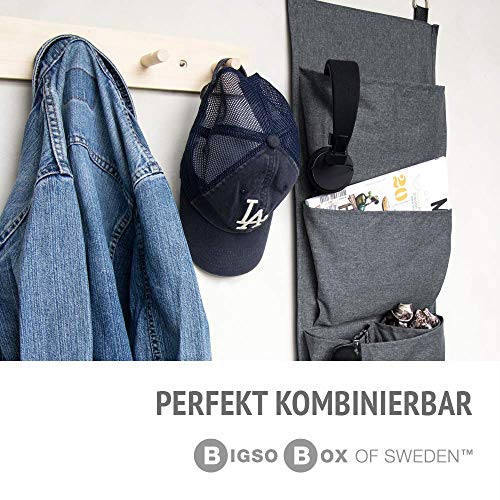 Bigso Soft Hanging Wall Storage Organizer | Hanging Storage Organizer for Closets and Bedrooms | Polyester Back of Door Storage Hanging Pockets Organizer with 4 Compartments | 11.8βx 39.4β | Grey