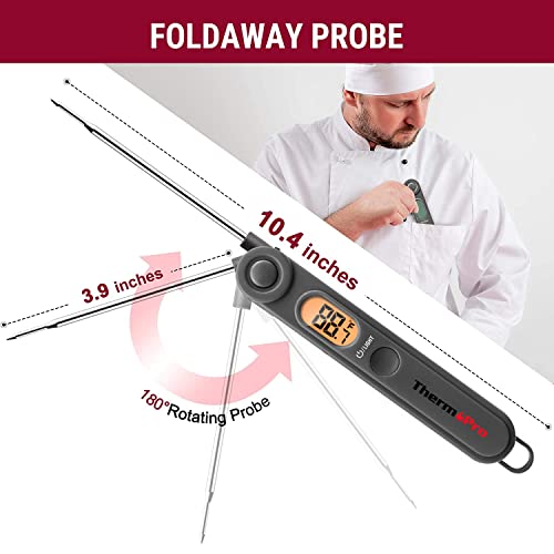ThermoPro TP03B Digital Instant Read Meat Thermometer Kitchen Cooking Food Candy Thermometer with Backlight and Magnet for Oil Deep Fry BBQ Grill Smoker Oven Thermometer