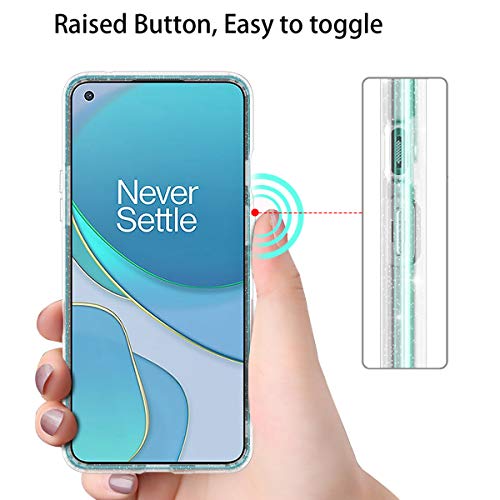 Lamcase for OnePlus 8T/OnePlus 8T+ 5G Case (2020), Crystal Clear Bling Sparkly Glitter Shiny Soft Flexible TPU Slim Fit Drop Protection Rugged Shockproof Cover Case for OnePlus 8T 2020, Clear Glitter