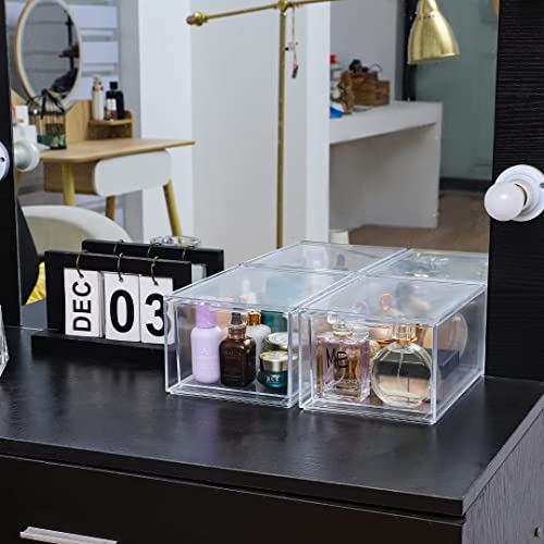 2 Pack Clear Makeup Organizer for Vanity Stackable Acrylic Cosmetic Display Case For Bathroom Under Cabinet Organizers And Storage Drawer For Make up Nail Polish Medicine Craft Organizing