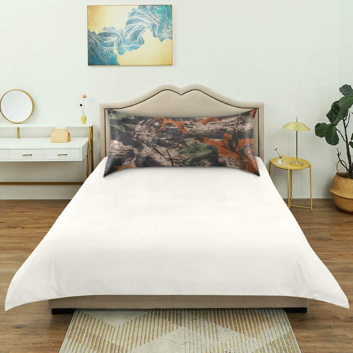 AUUXVA Satin Pillowcase for Hair and Skin Forest Tree Camouflage Pillow Cases Soft Pillow Cover Polyeaster Pillowcases with Envelope Closure Standard Size 20x26in