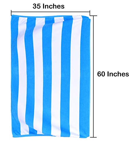 La Calla Cabana Beach Towel - 100% Terry Velour Cotton Turkish Towels - 35 Inches by 60 Inches Plush Soft and Comfortable and Extremely Absorbent; - Eco Friendly (1 Towel, Aqua)