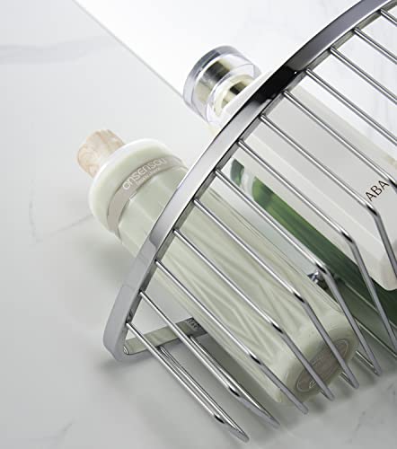 Segistan Bathroom Corner Shower Caddy Organizer, SUS304 Stainless Steel Heavy Duty Rust-Proof Bathroom Shelf Organizer Shampoo Holder, Wall Mounted Storage Rack for Bathroom Kitchen, Brushed Chrome