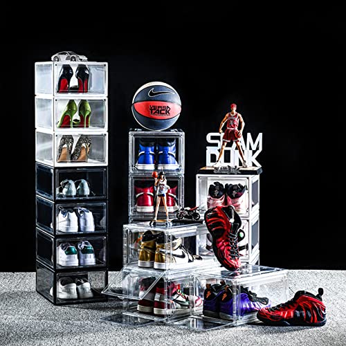 Eapura Shoe Organizer Storage Boxes for Closet 3 Packs | Clear Plastic Stackable Shoe Storage Bins with Drawers & Lids, Clothes Kids Toy Under Bed Shoe Storage Containers | Robust, Durable 43X29X14CM