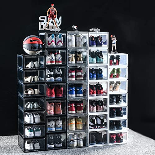 Eapura Shoe Organizer Storage Boxes for Closet 3 Packs | Clear Plastic Stackable Shoe Storage Bins with Drawers & Lids, Clothes Kids Toy Under Bed Shoe Storage Containers | Robust, Durable 43X29X14CM