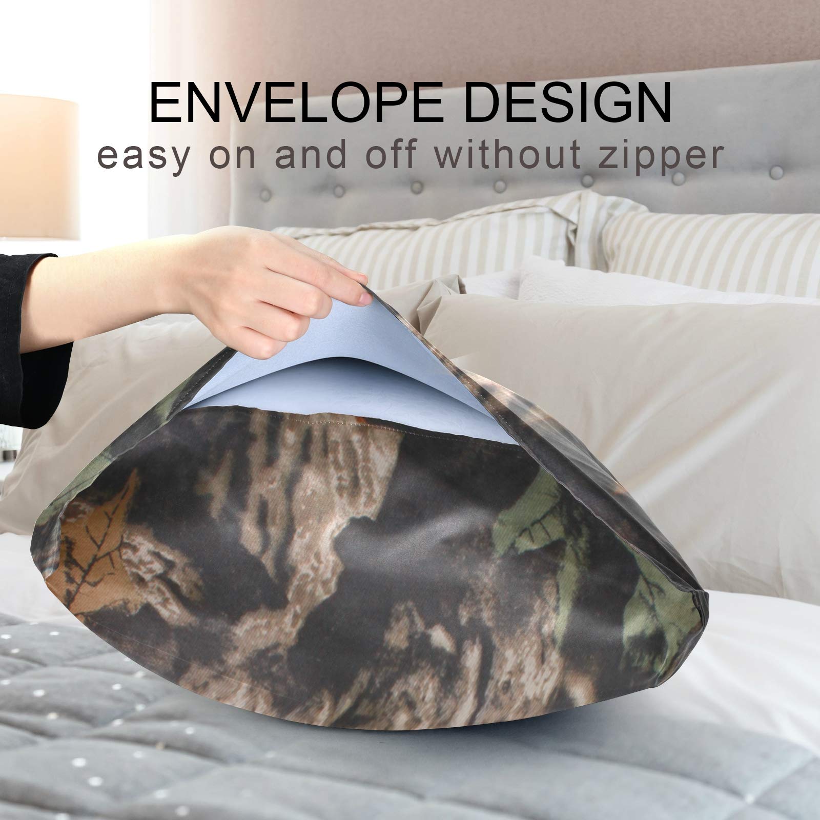 AUUXVA Satin Pillowcase for Hair and Skin Forest Tree Camouflage Pillow Cases Soft Pillow Cover Polyeaster Pillowcases with Envelope Closure Standard Size 20x26in