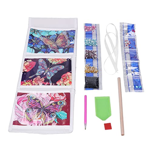 Serlium 3 Compartments DIY 5D Diamond Painting Storage Bag Kits Wall Hanging Storage Pocket Large Capacity Storage Foldable for Bedroom Bathroom