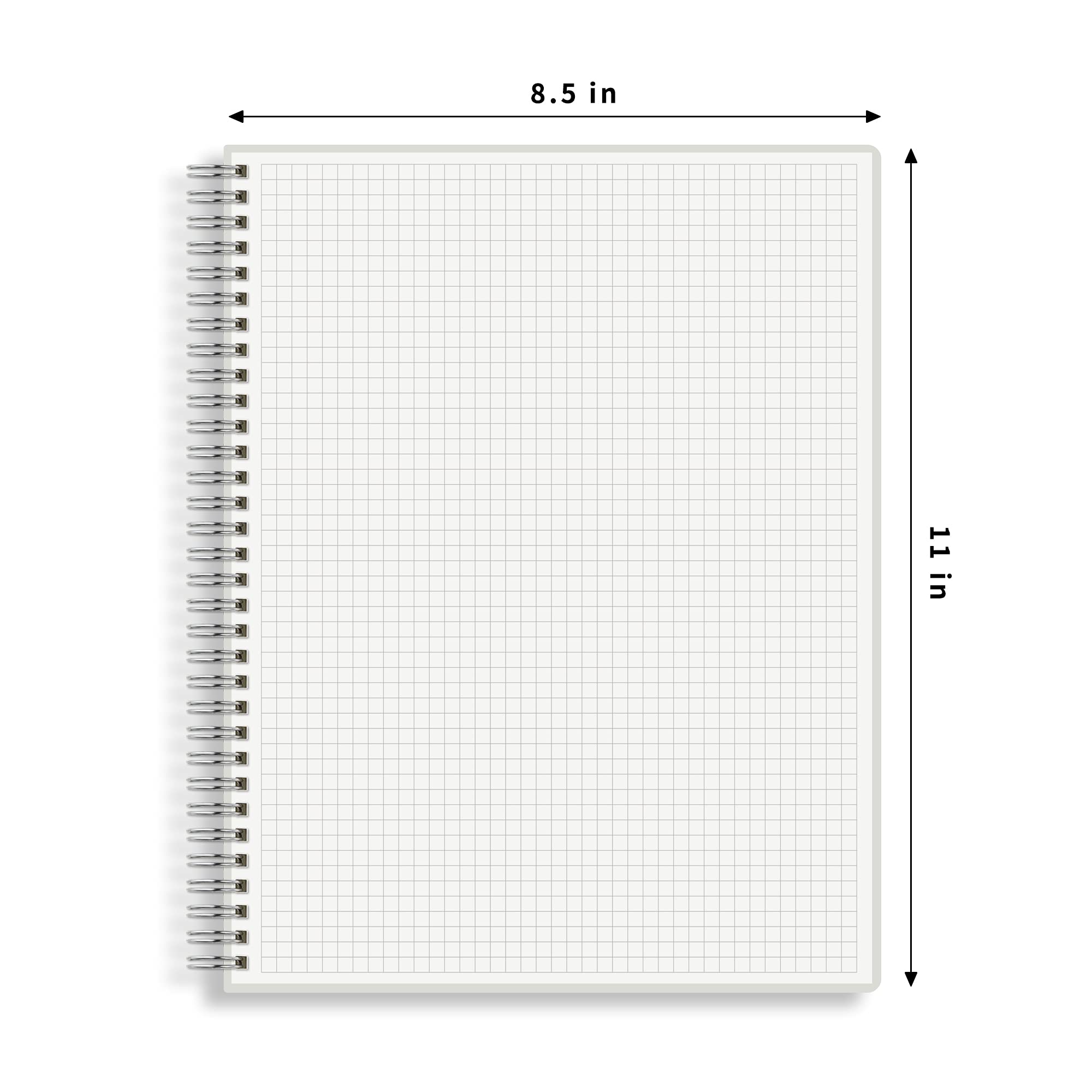HULYTRAAT Large Graph Ruled Wirebound Spiral Notebook, 8.5 x 11 Inches, 5 X 5 Graph Ruled (5 sq/in) Paper Pad, Premium 100gsm Ivory White Paper, 128 Squared/Grid Pages per Notebook (Pack of 2)