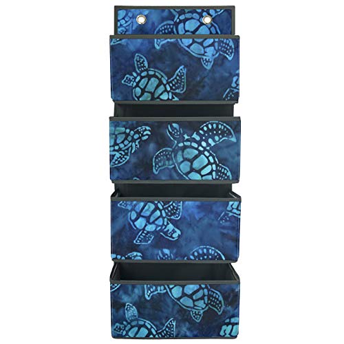 ZFRXIGN Tribal Sea Turtle Hanging Storage Bags Space Saver Heavy Duty Toy Storage Organize for Kid Room Toys, Clothes, Hats, Socks Storage Navy Blue Closet Box