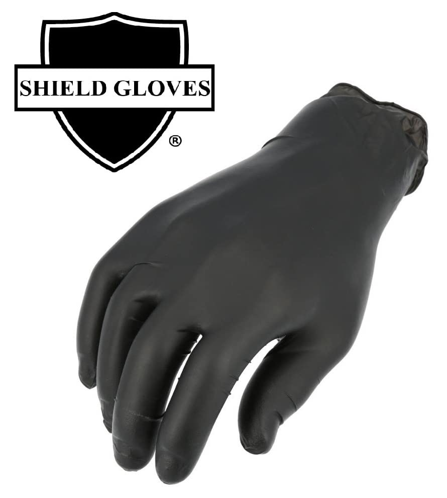 PSBM Industrial Nitrile Disposable Gloves, 1000 Pack, Size X-Small, Black, Textured Fingertips, Latex Free & Powder Free Multi-Use Gloves