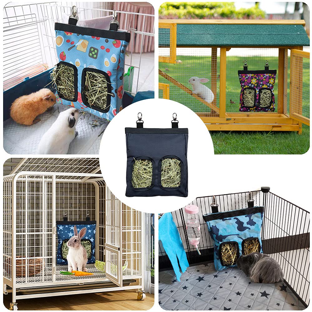 Guinea Pig Hay Feeder, Hanging Rabbit Hay Feeder Bag for Guinea Pigs Bunnies Chinchillas. Blueflower