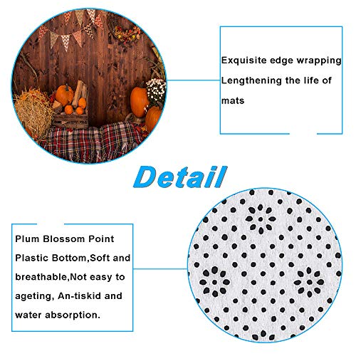 4Pcs Rustic Banner Pumpkins Farmhouse Shower Curtain Set with Non-Slip Rugs, Toilet Lid Cover Bath Mat, Pumpkins Maple Leaves Shower Curtain with 12 Hooks for Bathroom (Rustic Banner Pumpkins)