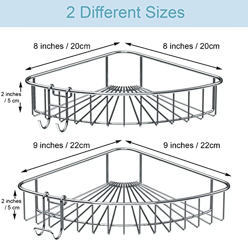 STARICH Shower Shelf for inside Shower, Shower Shelf Corner, Shower Corner Caddy, Adhesive Shower Caddy, Shower Wall Caddy, Stainless Steel Shower Caddy Suction No Drill Bathroom Storage 2 Pack Silver
