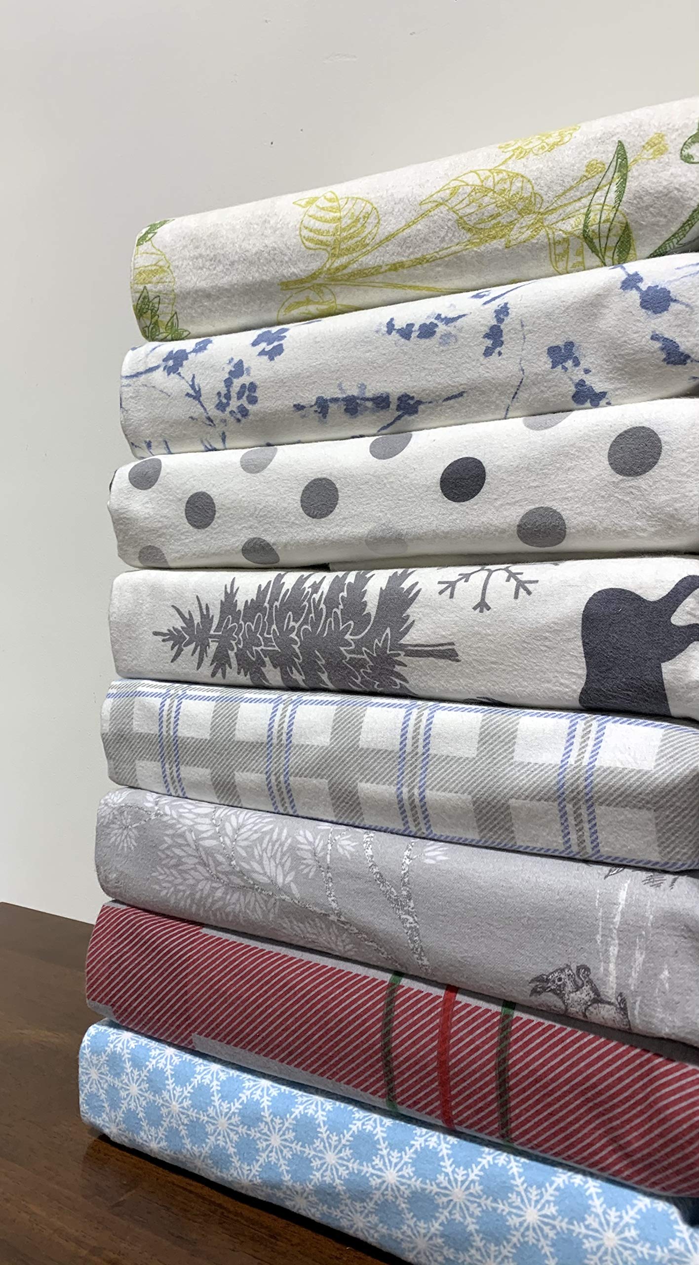 Royal Tradition Heavyweight Flannel, 100-Percent Cotton King Pillow Cases, Set of 2, Snow Print, Soft Pair of Pillowcases
