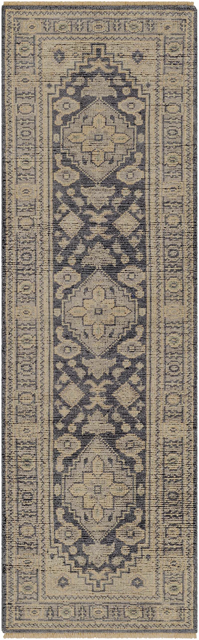 Hauteloom Huntspill Wool Living Room, Bedroom Area Rug - Traditional - Black, Charcoal, Peach - 8' x 10'