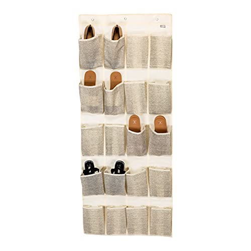Simplify Over the door 20 pocket shoe organizer in Faux Jute