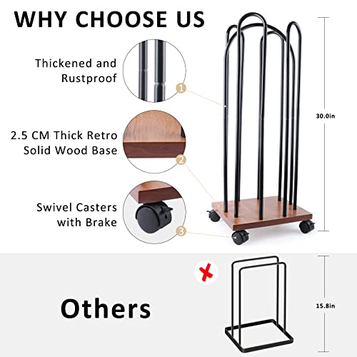 Hanger Organizer Stacker, Hanger Stacker with Swivel Caster Wheels, Hanger Holder Hold Up 80 Wooden Clothes Racks for Closet Laundry Dry Cleaning Room