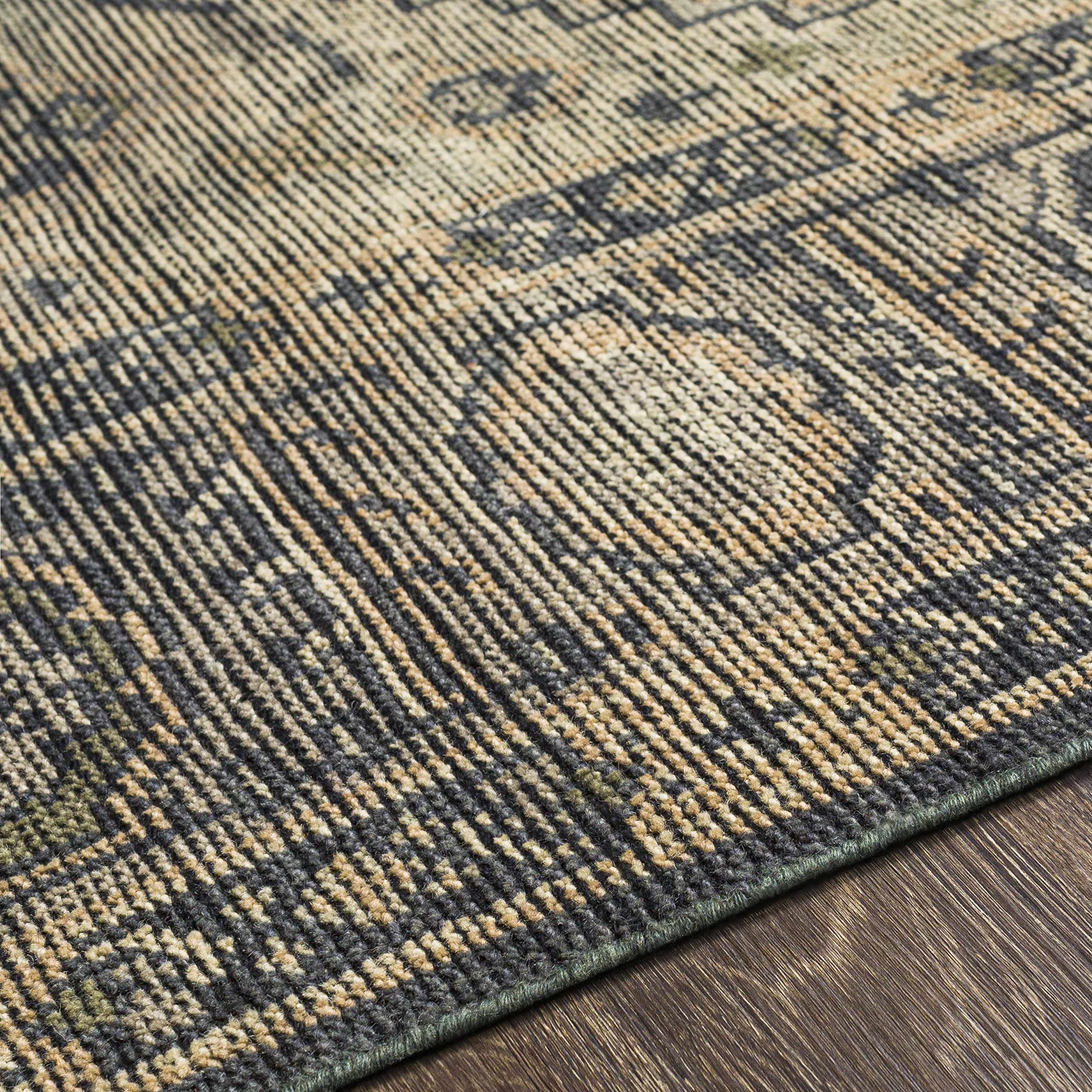 Hauteloom Huntspill Wool Living Room, Bedroom Area Rug - Traditional - Black, Charcoal, Peach - 8' x 10'