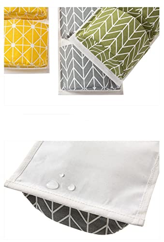 FREEZH Wall Hanging Storage Bag Organizer with 3 Pockets Premium Linen Fabric Over The Door Organizer, Hanging Storage Pouches Foldable Closet Storage Shelves-27*8 inch(Yellow)