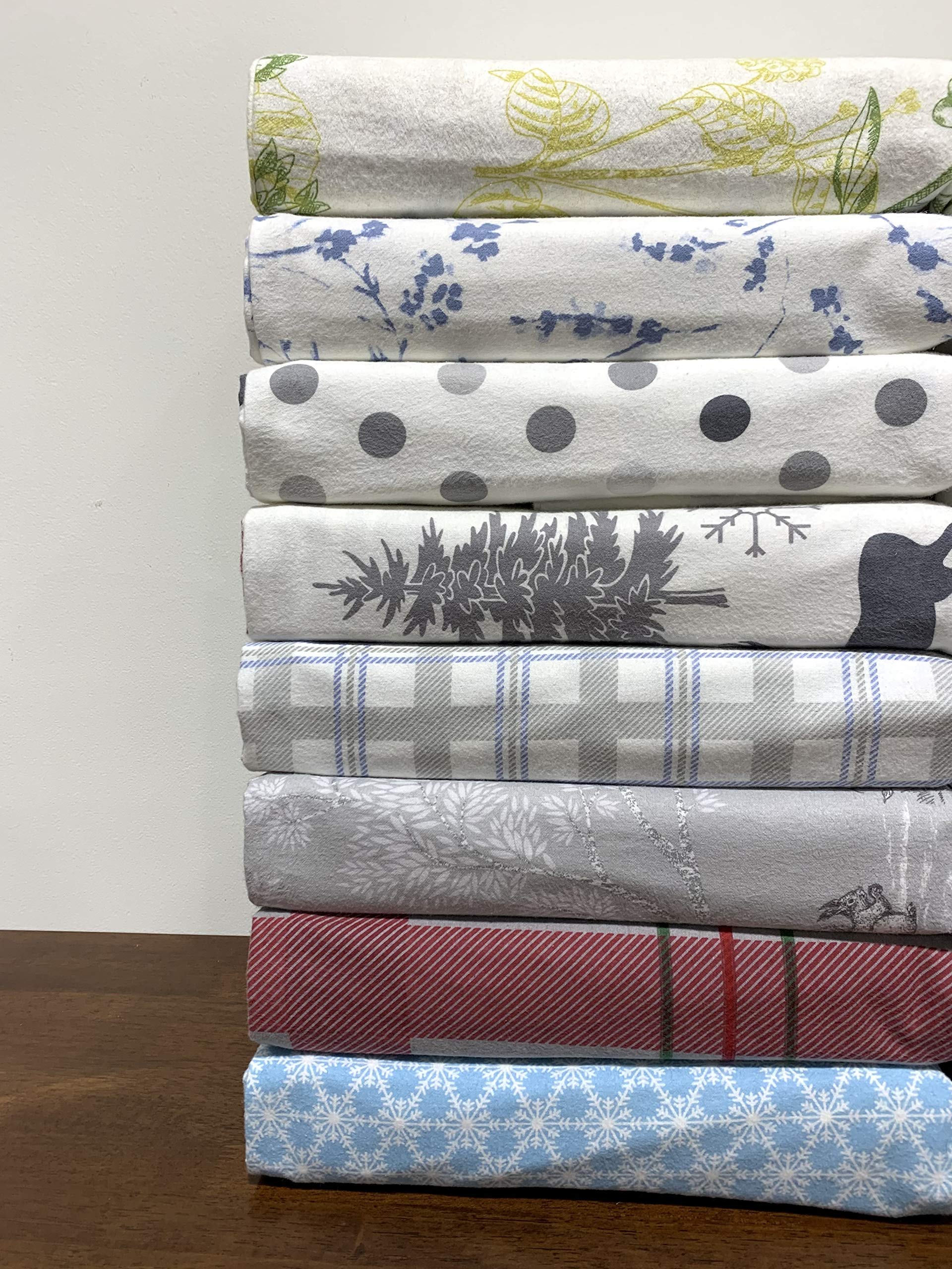 Royal Tradition Heavyweight Flannel, 100-Percent Cotton King Pillow Cases, Set of 2, Snow Print, Soft Pair of Pillowcases