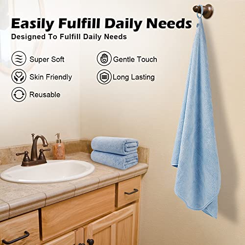 Orighty Bath Towels Set Pack of 4(27’’ x 54’’) - Soft Feel Bath Towel Sets, Highly Absorbent Microfiber Towels for Body, Quick Drying, Microfiber Bath Towels for Sport, Yoga, SPA, Fitness - Blue
