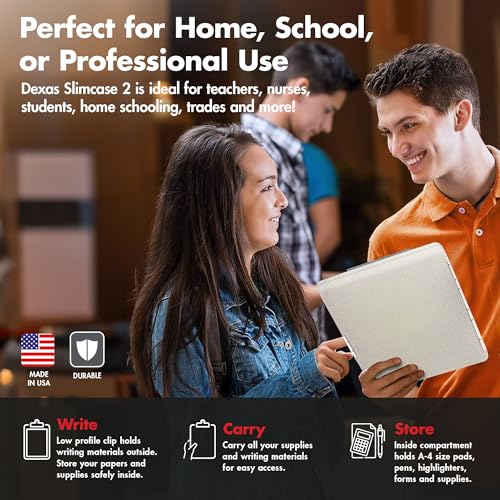 Dexas Slimcase 2 Plastic Clipboard with Storage and Side Opening, Jelli Granite, Office Supplies Clipboards to Organize, Carry and Store, A4 Holder, Style and Functionality Nursing Clipboards