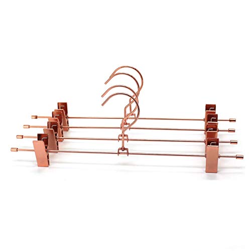 Koobay 13.8" Rose Gold Pants Clothes Hangers, 10PACKS, Metal Adjustable Clips Bottom Trousers Hanger Organization Display Hangers