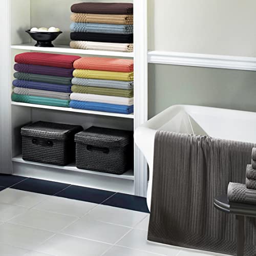 SUPERIOR Cotton 2-Piece Solid and Ribbed Bath Sheet Set, Bath Sheets- 34" x 68", Java